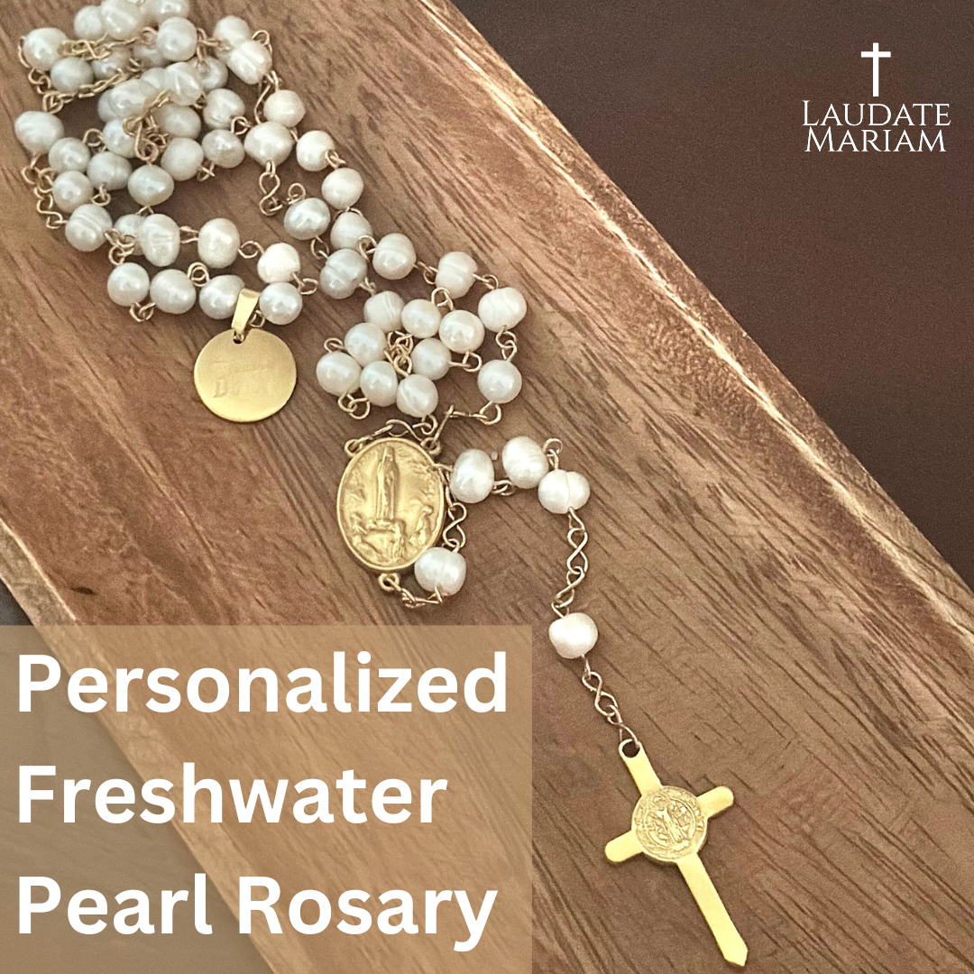 Personalized Freshwater Pearl Rosary with St. Benedict Cross – Laudate ...