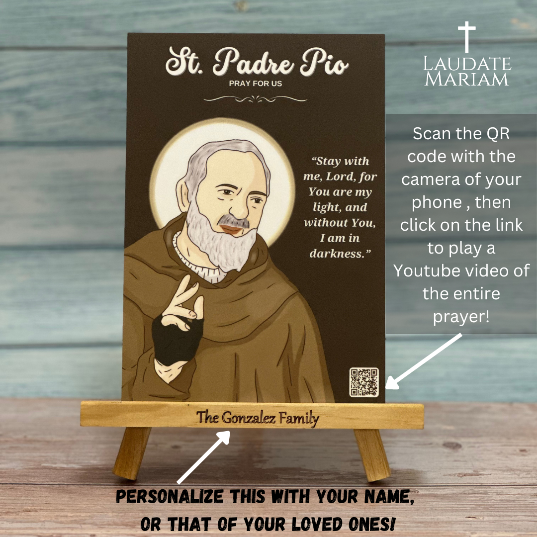 Personalized St. Padre Pio Prayer Card with Scannable QR Code – Laudate ...